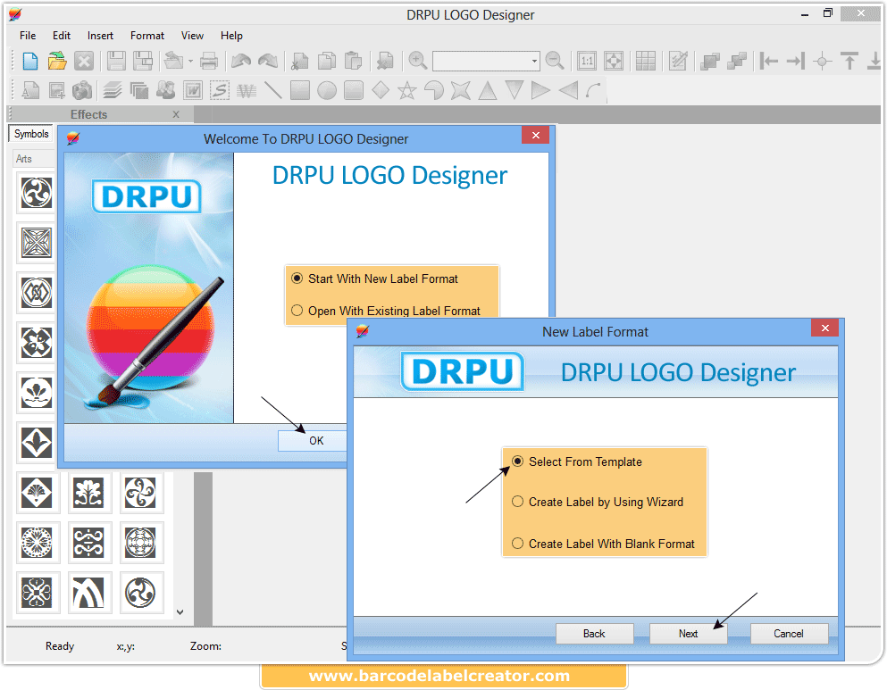 Logo design software screenshots for how to create business logos