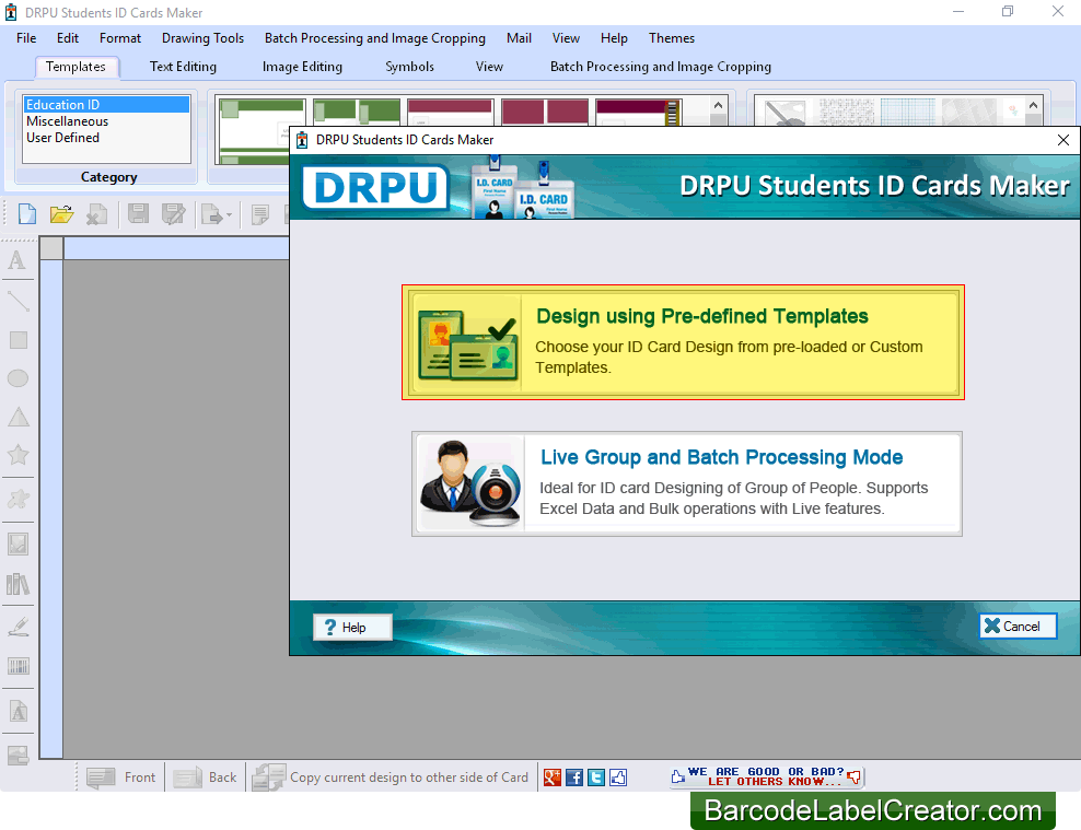 Student ID Cards Maker Software screenshots to create student ID cards