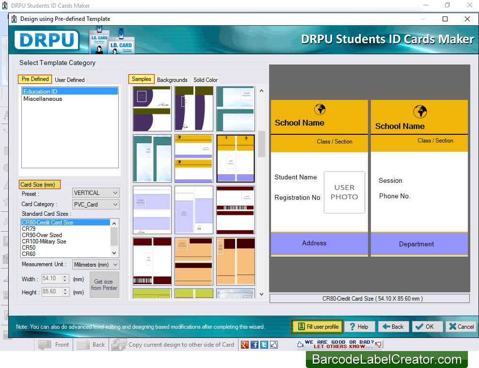 Student ID Cards Maker Software screenshots to create student ID cards