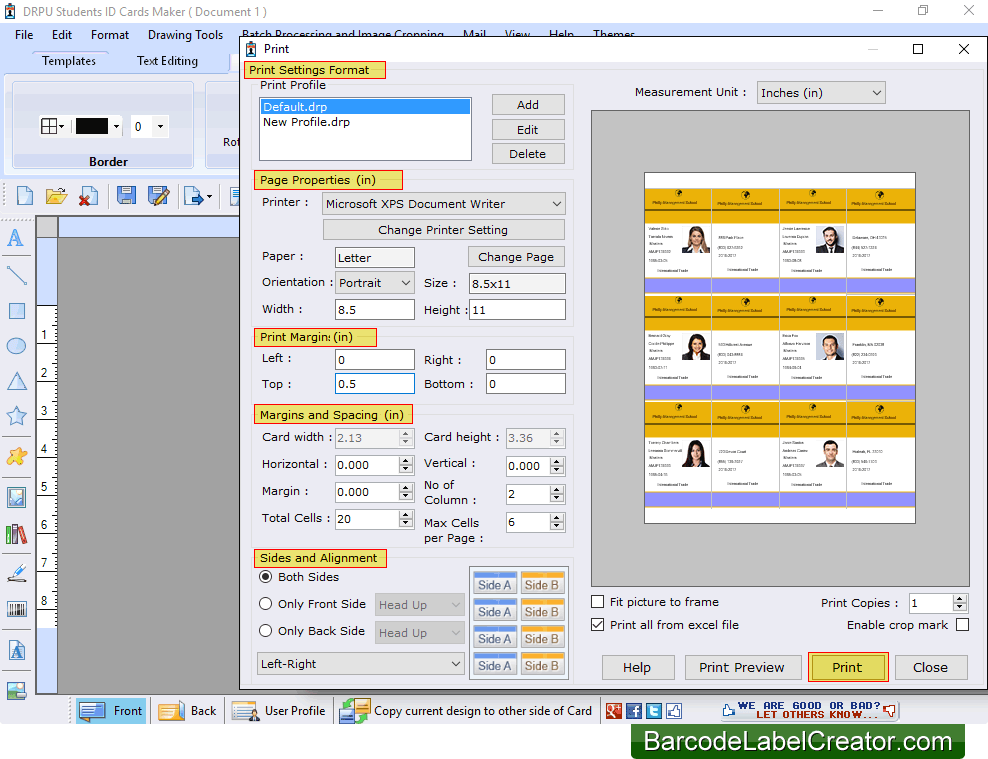 Student ID Cards Maker Software screenshots to create student ID cards