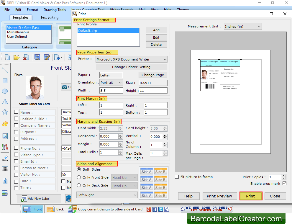Visitors Gate Pass ID Cards Maker Software screenshots to design ...